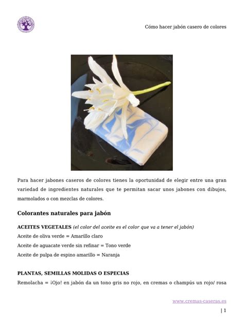Cómo Hacer Jabón Casero De Colores Pdf Color Aceite De Oliva