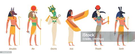 이집트 신들 고대 정통 문자 동화 역사 조각 파라온 자칼 아누비스 조류 Osiris Isis 정확한 벡터 신 오시리스에 대한 스톡 벡터 아트 및 기타 이미지 Istock