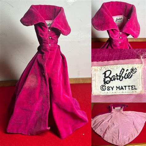 【傷や汚れあり】 Mattel マテル Barbie バービー人形 ロングドレス 衣装 服当時物 昭和レトロビンテージバービータグ付き