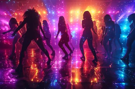 Premium Photo Disco Dance Moves In Retrowave Sparkling Colors On