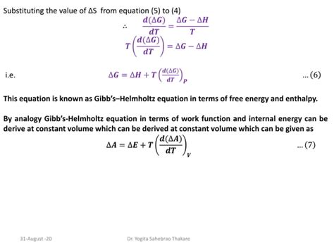 Lect 3 Gibbs Helmholtz Equation Chemical Potential Gibbs Duhem Equation