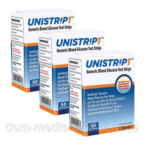 Тест-полоски Юнистрип (UniStrip), аналог оригинальных полосок OneTouch ...