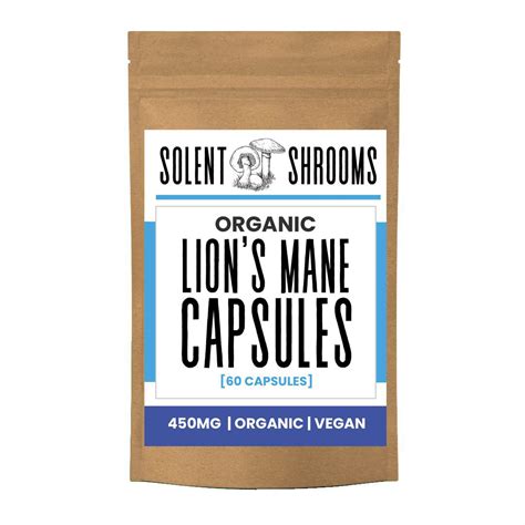 Solent Shrooms Organic Lions Mane Capsules 450mg Freshly Fermented