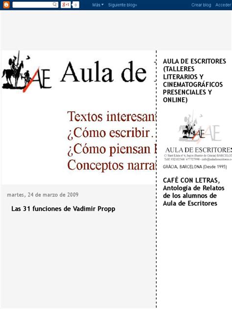 Las 31 Funciones De Vladimir Propp Pdf Cuentos Realidad