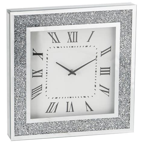 Glamour Crushed Crystal Roman Numerals Round Wall Clock 40cm Wilko