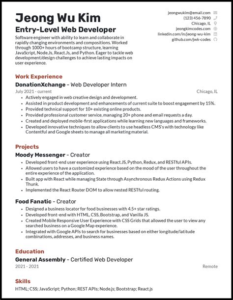 Web Developer Resume Examples Built For