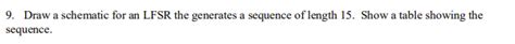 Solved Draw A Schematic For An Lfsr The Generates A Sequence