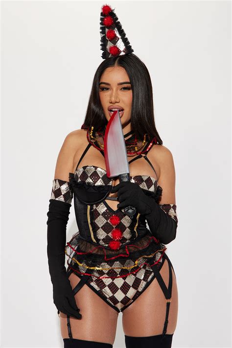 Naughty Clown 4 Piece Costume Set Blackcombo Fashion Nova