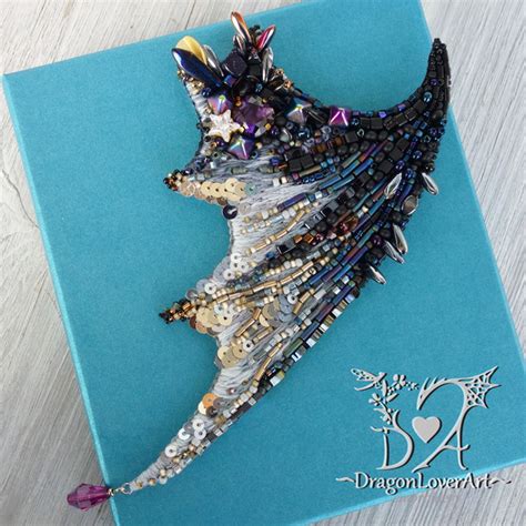 Dragon Wing Big Beaded Brooch In Fantasy Style Inspire Uplift