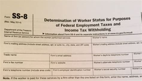 Irs Form Ss 8 Determination Of Worker Status For Purposes Of Federal