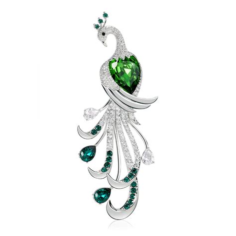 Peacock Brooches For Women Crystal Pins Sparkling