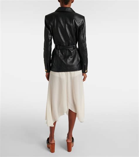Belted Leather Jacket In Black Chloe Mytheresa