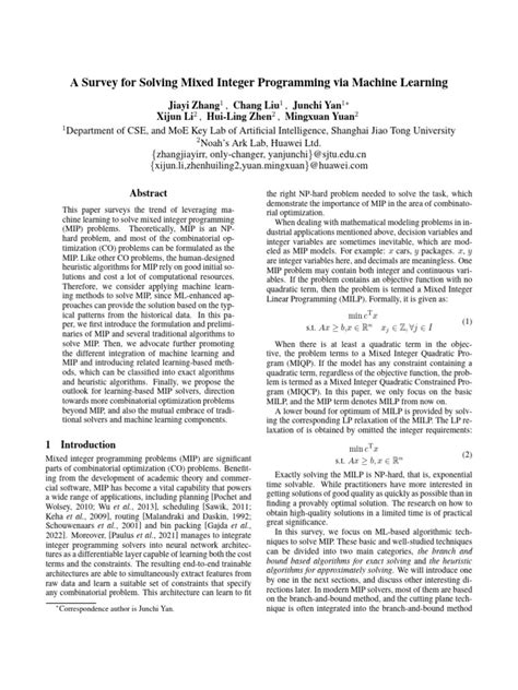 2023 Neurocomputing A Survey For Solving Mixed Integer Programming Via
