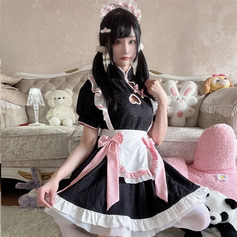 Cheongsam Cute Maid Dress Syndrome Cute Kawaii Harajuku Street