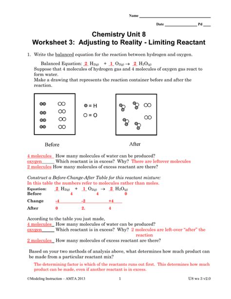 Limiting And Excess Reactants Worksheet Db Excel