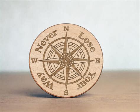 Never Lose Your Way Compass Token Glowforge Tested Omtech Laser File