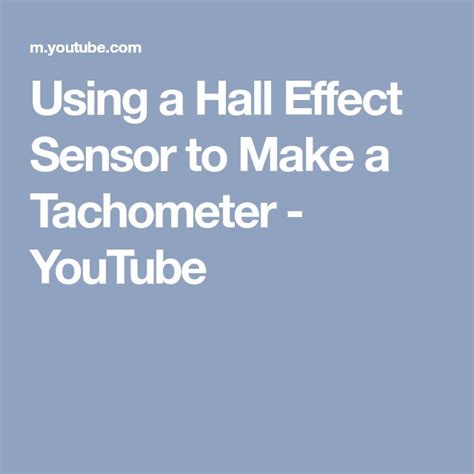 Using A Hall Effect Sensor To Make A Tachometer Youtube
