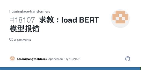 求教：load Bert 模型报错 · Issue 18107 · Huggingfacetransformers · Github