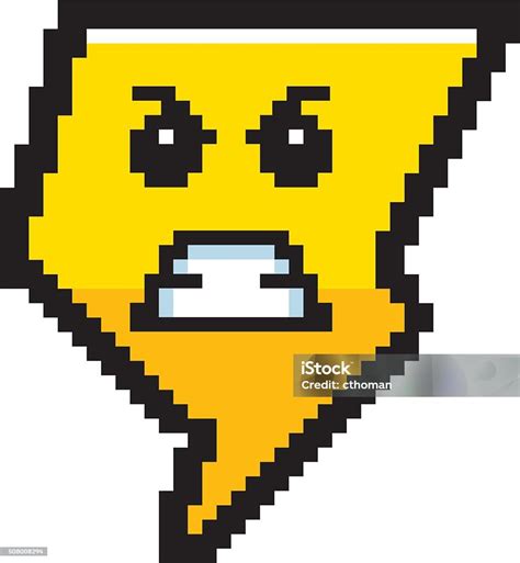 Angry 8bit Cartoon Lightning Stock Illustration Download Image Now