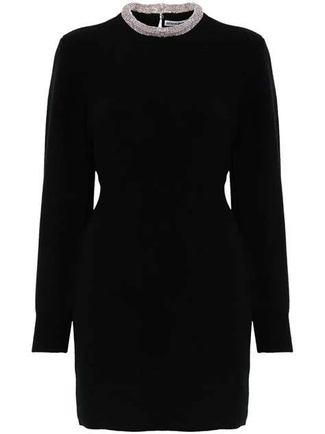 Alexander Wang Crystal Embellished Mini Dress In Black Modesens