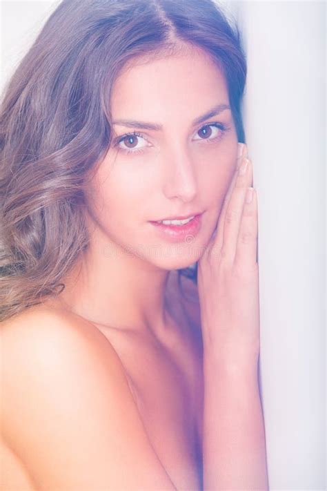 Beauty At Its Simplest Portrait Of A Nude Woman Indoors Stock Image