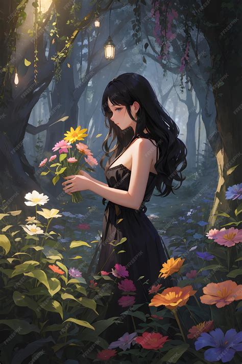 Premium Ai Image Beautiful Anime Girl In Forest Cute Anime Girl In