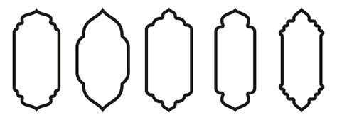 모양 이슬람 문과 창 실루엣 아랍어 아치 오리엔탈 스타일의 패턴 모음입니다 라마단 카림을 위한 아랍 무슬림 디자인의 프레임 벡터