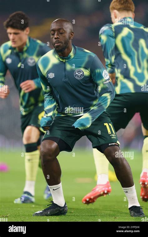 Yoane Wissa Of Brentford Warming Up Prior To The Fulham Fc V Brentford