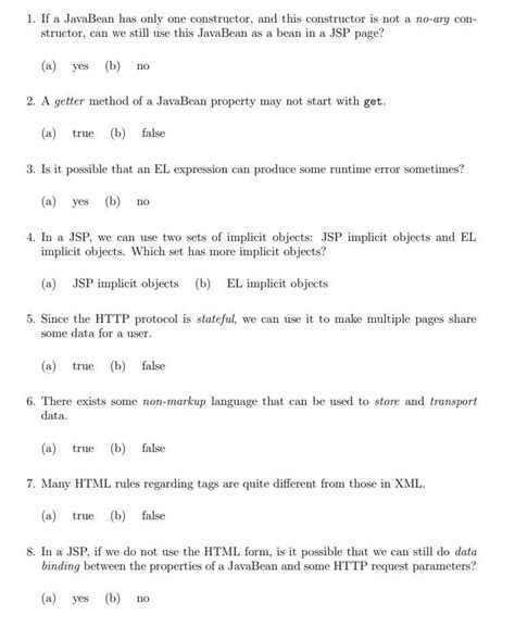 Solved 1 If A Javabean Has Only One Constructor And This