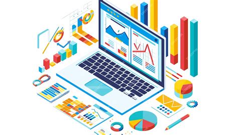 Premium Vector Concept With Laptop Computer Charts Diagrams Graphs And Place For Text