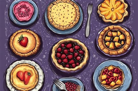 A Variety Of Delicious Pies With Different Fillings Premium AI Generated Image