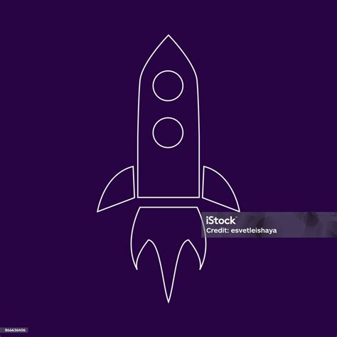 Ikon Roket Sederhana Gaya Garis Besar Konsep Luar Angkasa Desain Untuk