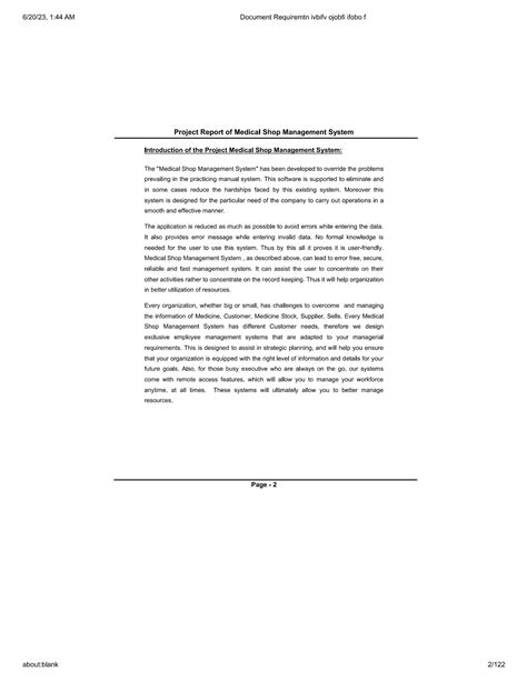 Solution Project Report Of Medical Shop Management System Studypool