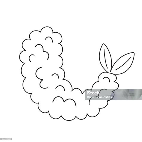 튀김 새우 간단한 손으로 그린 낙서 전통적인 아시아 음식 요리 오틀라인 윤곽 그리기 색칠하기 흰색 배경에 격리된 벡터 그림 단순함에 대한 스톡 벡터 아트 및 기타 이미지