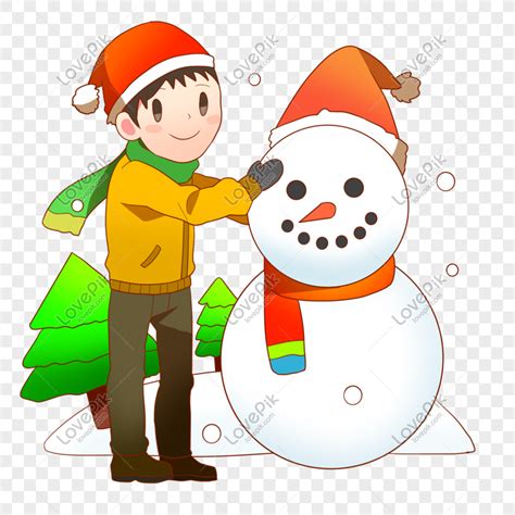 聖誕人物和雪人插畫psd圖案素材免費下載，可愛卡通圖片，尺寸3000 × 3000px Lovepik