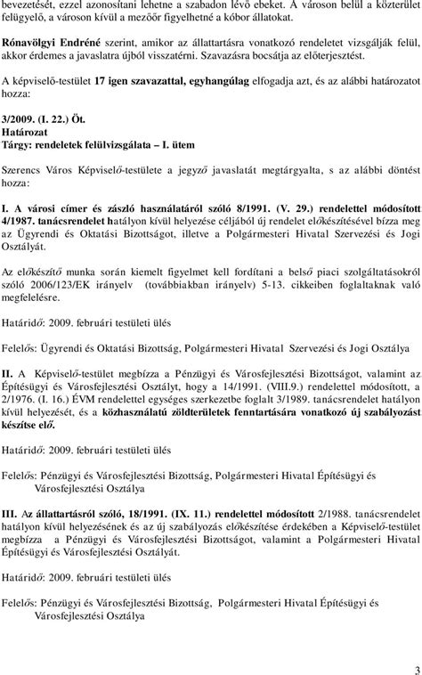 Jegyzőkönyv Szerencs Város Képviselő testülete január 22 én tartott