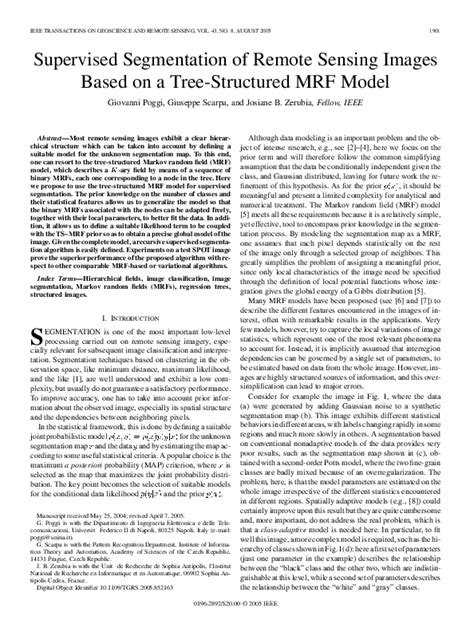 Pdf Supervised Segmentation Of Remote Sensing Images Based On A Tree