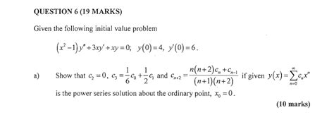 Solved Given The Following Initial Value Problem
