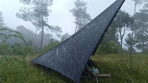 Solo Camping Heavy Rain And Thunderstorms Relaxing Camping In The