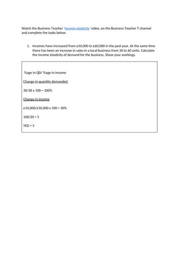 Income Elasticity Of Demand Yed Teaching Resources