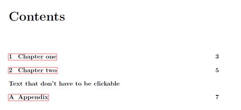 Table Of Contents Disable Hyperlink On One Entry Of The Toc Tex
