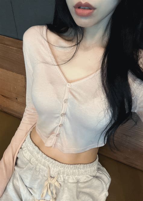 코튼블랙 여리여리 하늘하늘핏 부드러운 텐셀 브이넥 크롭 단추 가디건 힙라인돋보임 4color