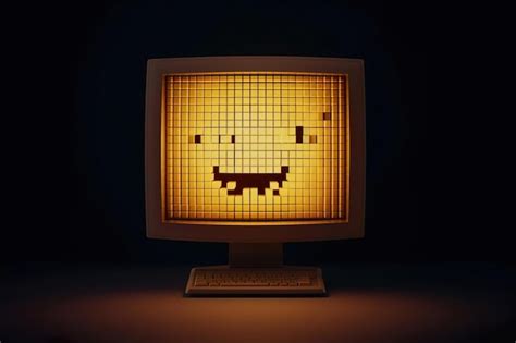 Premium AI Image Smile Emoji On Vintage Computer Screen