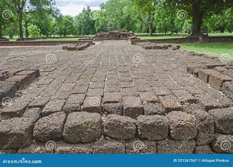 Laterite Block Pathway In World Heritage Si Thep Historical Park Stock