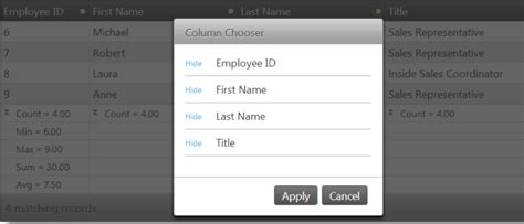 Configuring Column Hiding Iggrid Ignite Ui™ Help