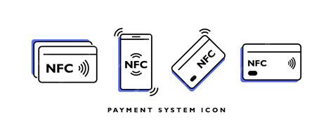 Nfc 무선 결제 선형 아이콘 세트 탭하여 신용 카드로 결제 빠른 결제를 위한 스마트 Nfc 기술 벡터 그림 프리미엄 벡터