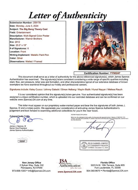 Big Bang Theory Cast Autographed 2012 Comic Con Poster Framed Kaley Cu