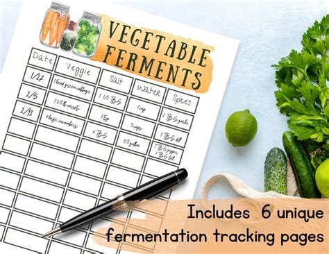 Fermentation Tracker Digital Download Printable Homesteading