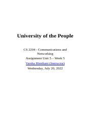 University Of The People Written Assignment Unit 5 Docx University