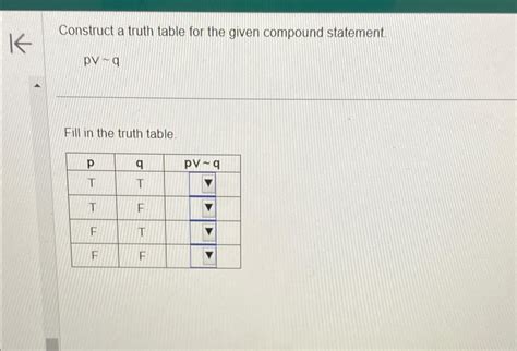 solved construct a truth table for the given compound